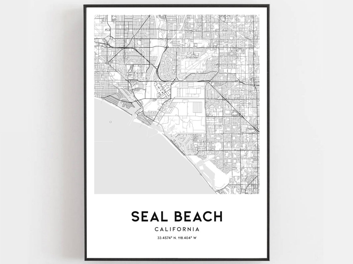 Seal Beach Map Print Seal Beach Map Poster Wall Art Ca City | Etsy