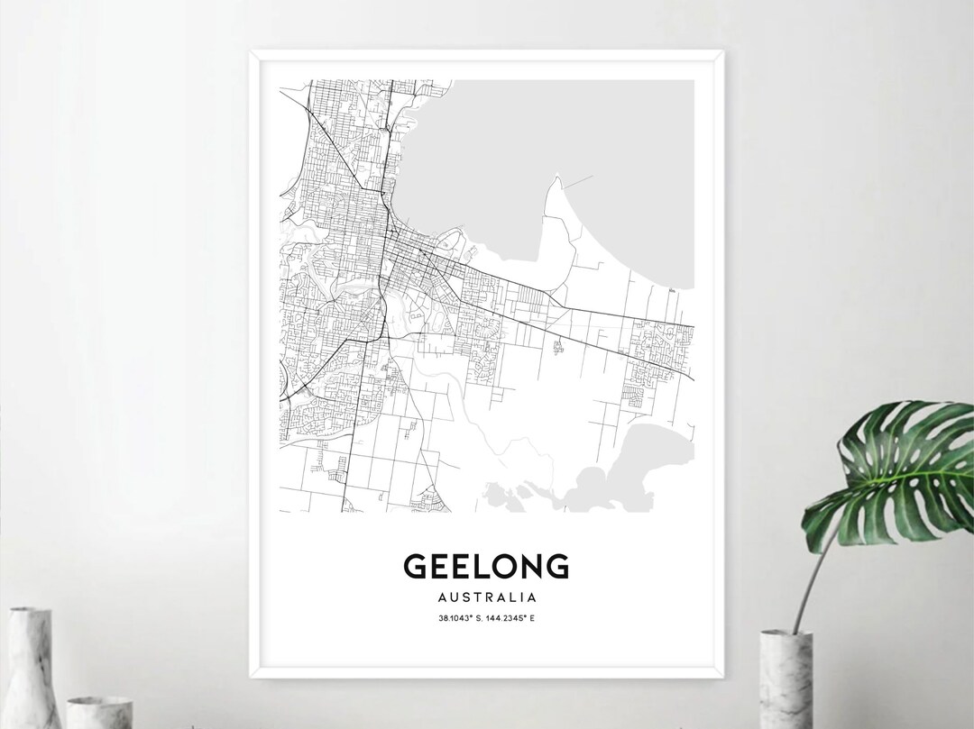 Geelong Map Print, Geelong Map Poster Wall Art, Geelong City Map ...
