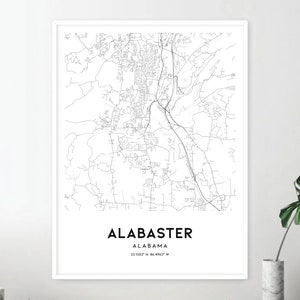 Alabaster Map Print Alabaster Map Poster Wall Art Al City - Etsy