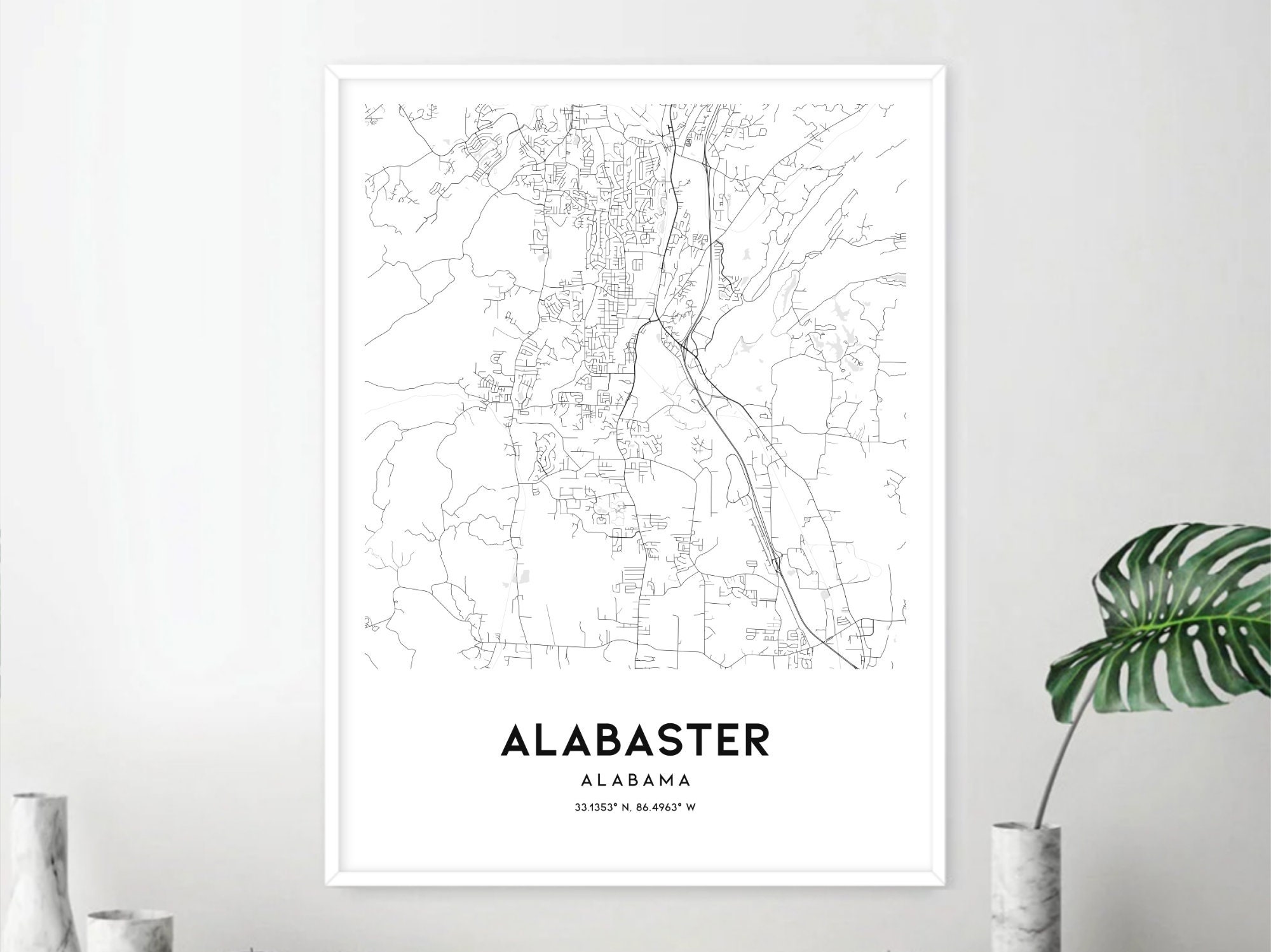 Alabaster Map Print, Alabaster Map Poster Wall Art, Al City Map ...