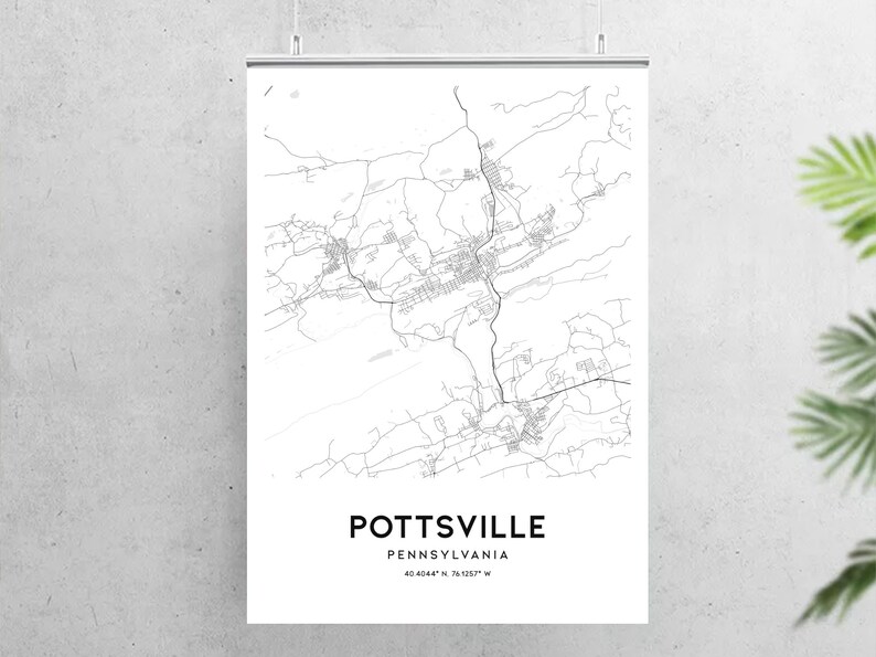Pottsville Map Print Pottsville Map Poster Wall Art Pa City | Etsy