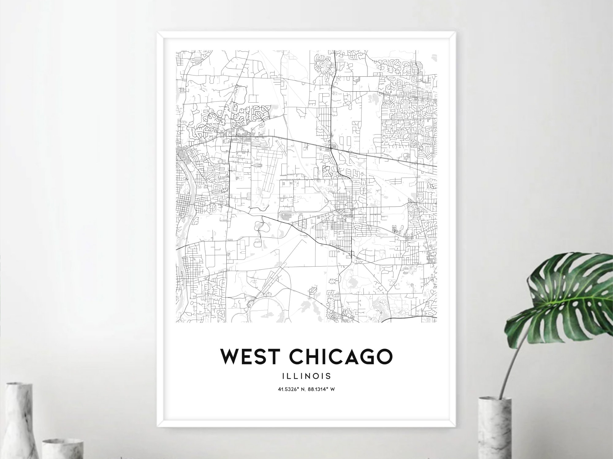 West Chicago Map Print West Chicago Map Poster Wall Art Il - Etsy