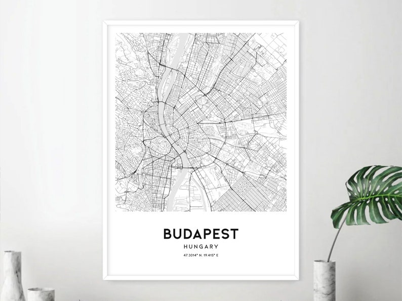 Budapest Map Print, Budapest Map Poster Wall Art, Budapest City Map ...