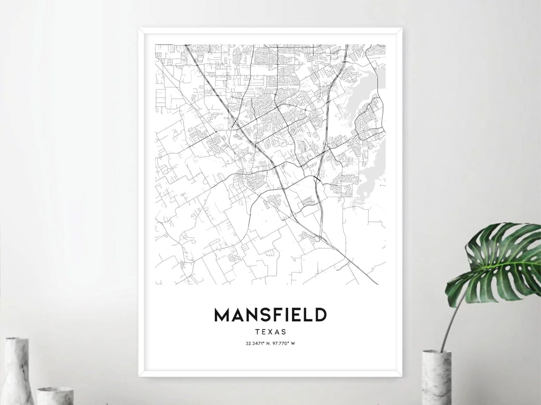 Mansfield Map Print Mansfield Map Poster Wall Art Tx City - Etsy
