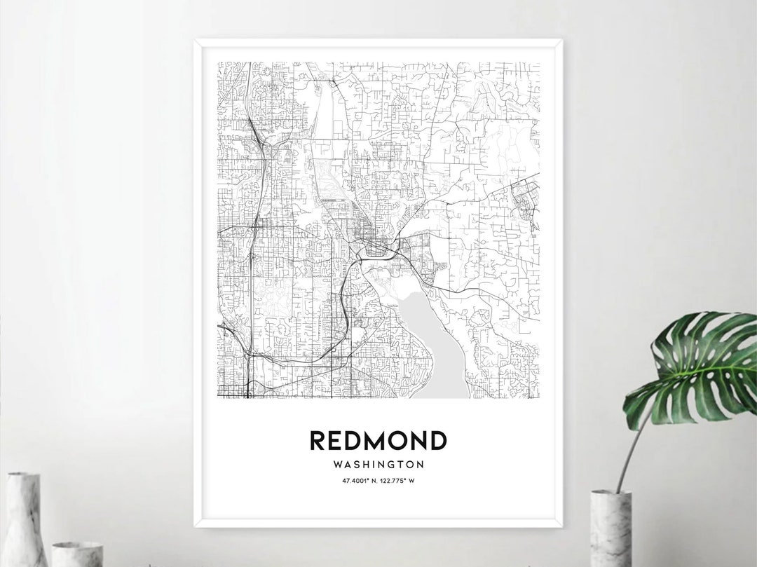 Redmond Map Print Redmond Map Poster Wall Art Wa City Map - Etsy UK