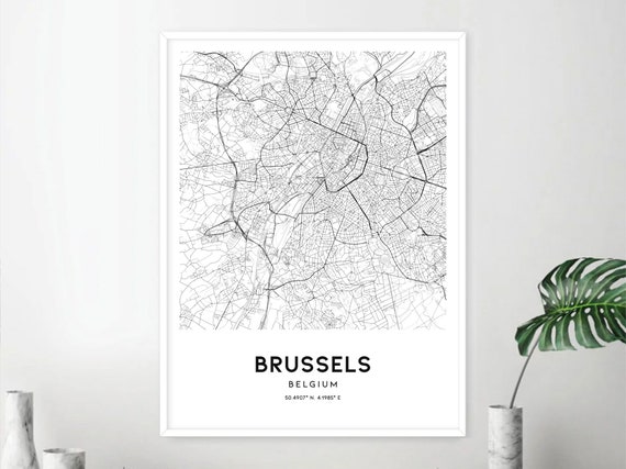 Brussels Map Print Brussels Map Poster Wall Art Brussels - Etsy