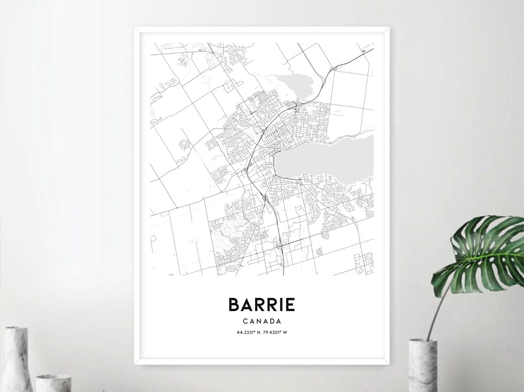 Barrie Map Print, Barrie Map Poster Wall Art, Barrie City Map, Barrie ...
