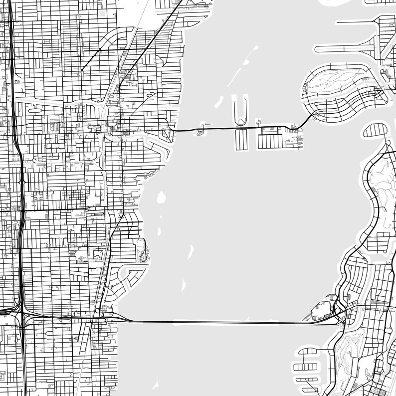 Miami Beach Map Print, Miami Beach Map Poster Wall Art, Fl City Map ...