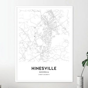 Hinesville Map Print Hinesville Map Poster Wall Art Ga City - Etsy