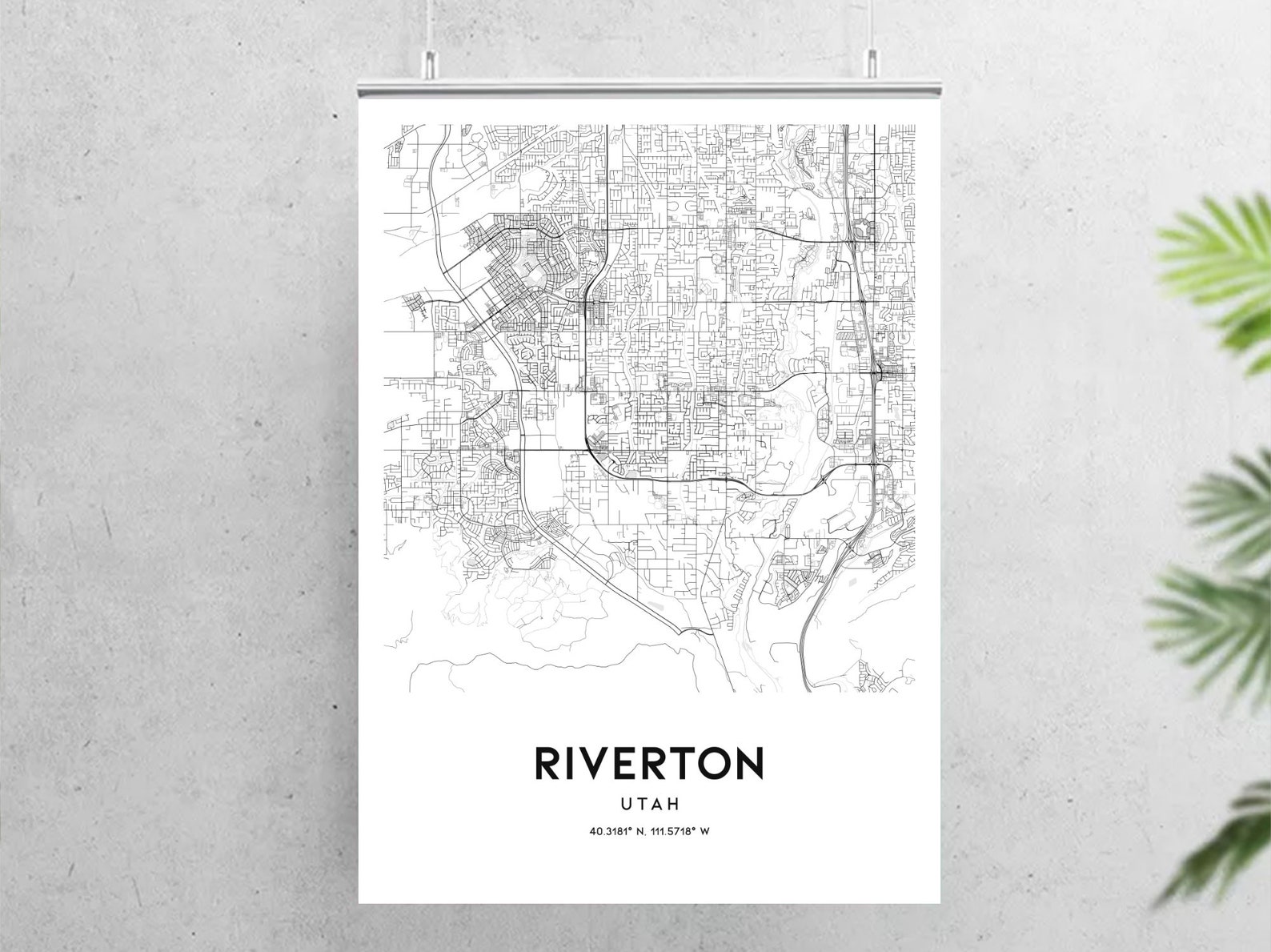 Riverton Map Print Riverton Map Poster Wall Art Ut City Map | Etsy