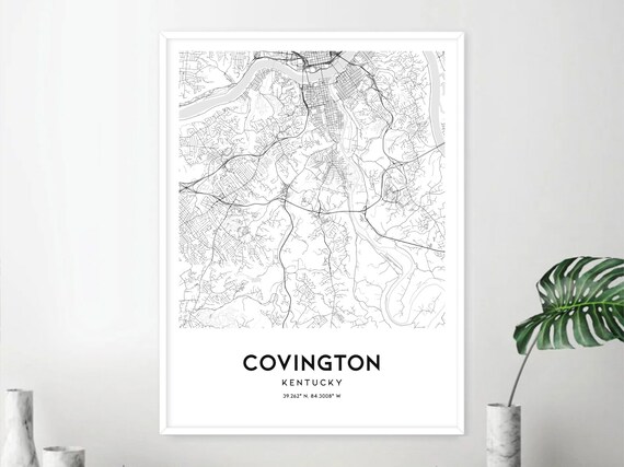 Covington Map Print Covington Map Poster Wall Art Ky City - Etsy