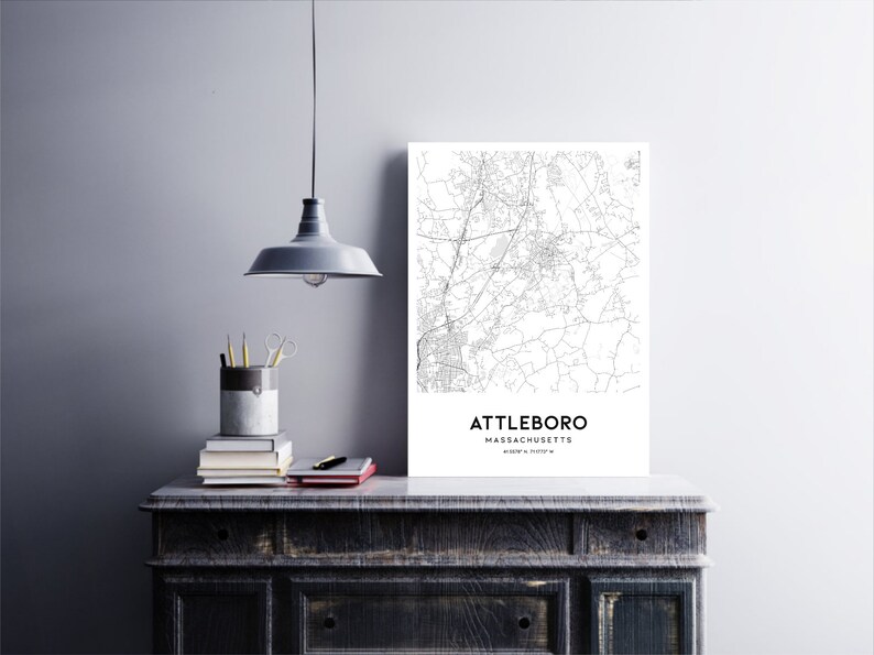Attleboro Map Print, Attleboro Map Poster Wall Art, Ma City Map ...