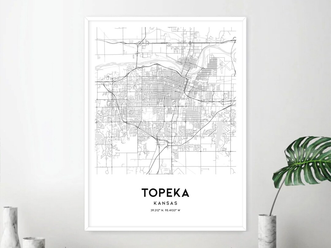 Topeka Map Print Topeka Map Poster Wall Art Ks City Map - Etsy