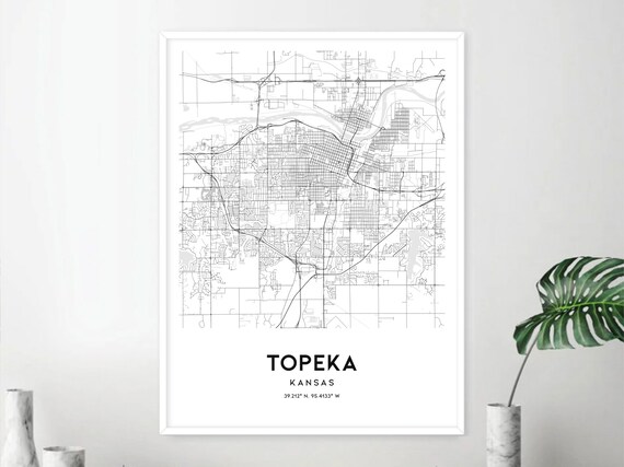 Topeka Map Print Topeka Map Poster Wall Art Ks City Map | Etsy