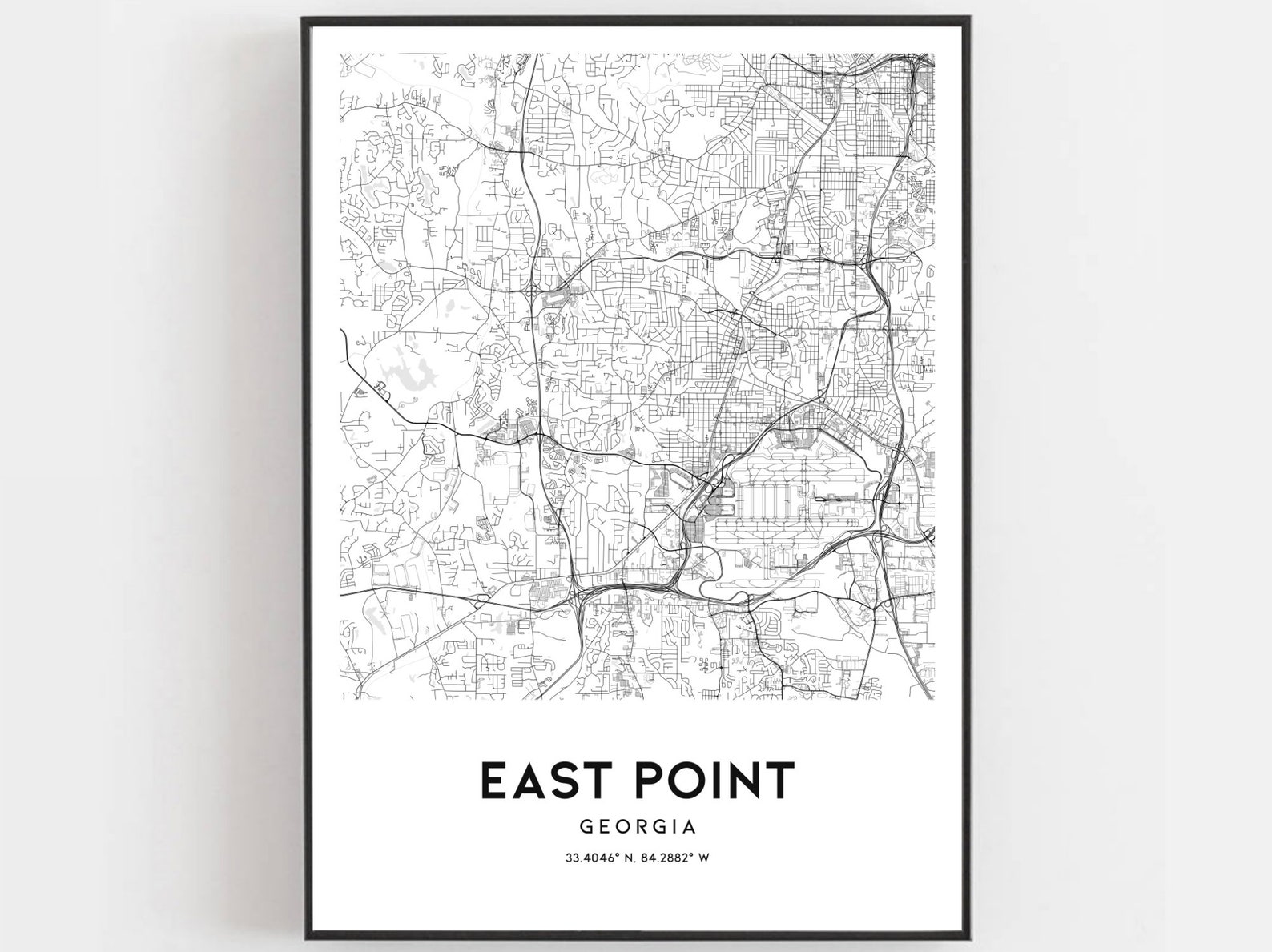 East Point Map Print East Point Map Poster Wall Art Ga City | Etsy