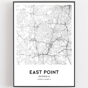 East Point Map Print East Point Map Poster Wall Art Ga City | Etsy