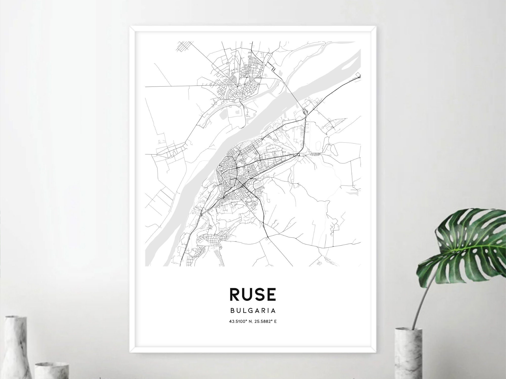 Ruse Map Print, Ruse Map Poster Wall Art, Ruse City Map, Ruse Print ...