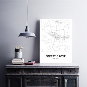 Forest Grove Map Print, Forest Grove Map Poster Wall Art, or City Map ...
