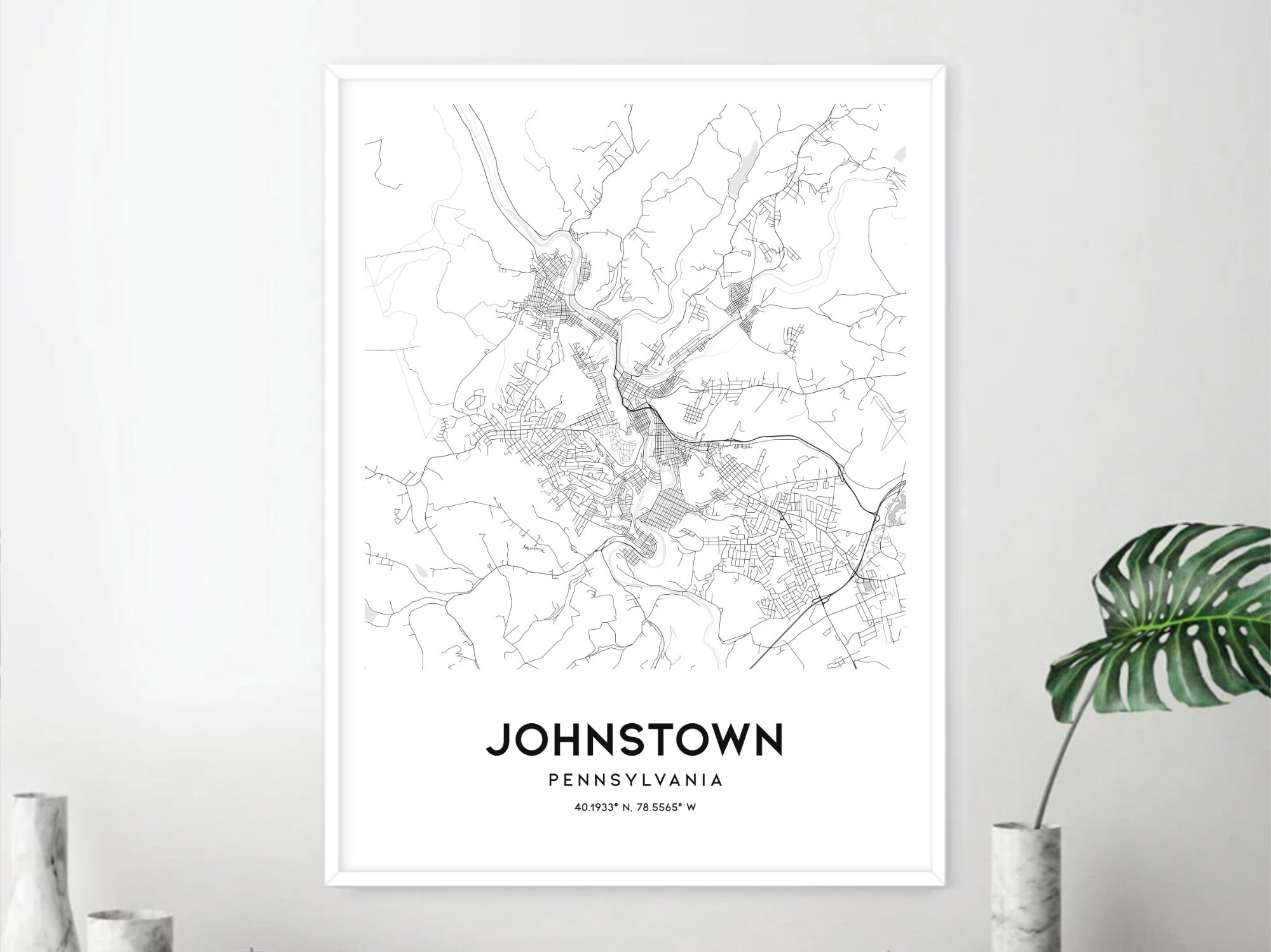 Johnstown Map Print Johnstown Map Poster Wall Art Pa City - Etsy