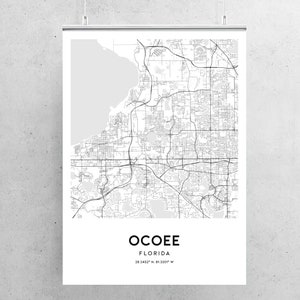 Ocoee Map Print Ocoee Map Poster Wall Art Fl City Map | Etsy