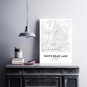 White Bear Lake Map Print, White Bear Lake Map Poster Wall Art, Mn City ...