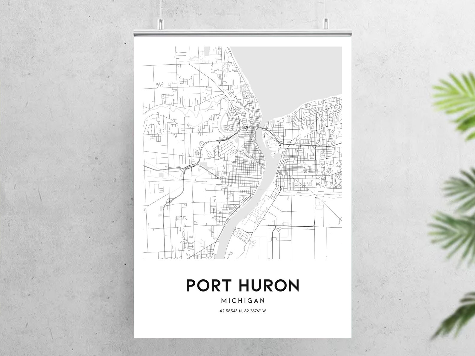Port Huron Map Print Port Huron Map Poster Wall Art Mi City | Etsy