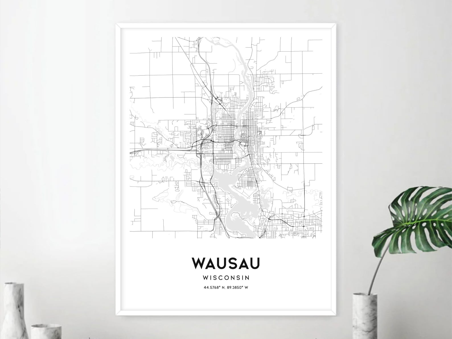 Wausau Map Print, Wausau Map Poster Wall Art, Wi City Map, Wisconsin ...