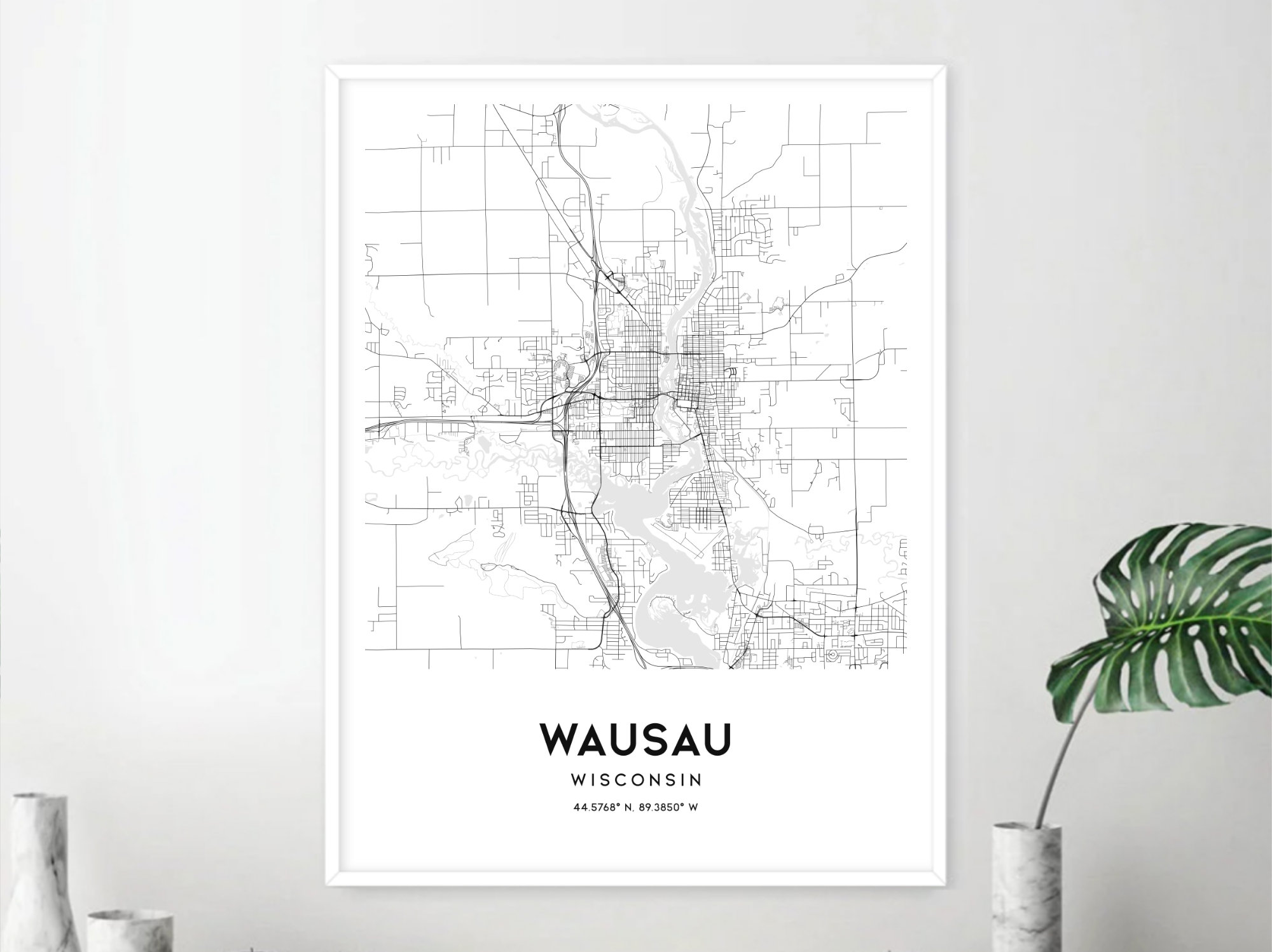 Wausau Map Print Wausau Map Poster Wall Art Wi City Map | Etsy
