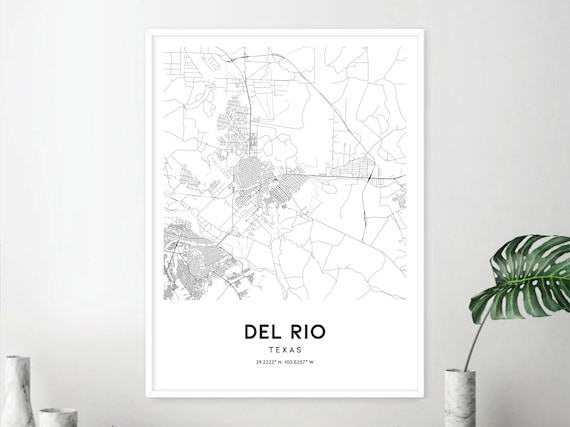 Del Rio Map Print Del Rio Map Poster Wall Art Tx City Map - Etsy