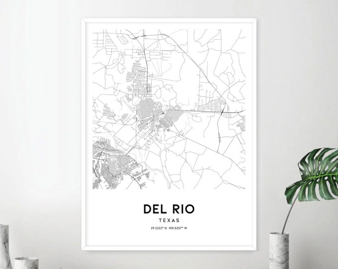 Del Rio Map Print, Del Rio Map Poster Wall Art, Tx City Map, Texas ...
