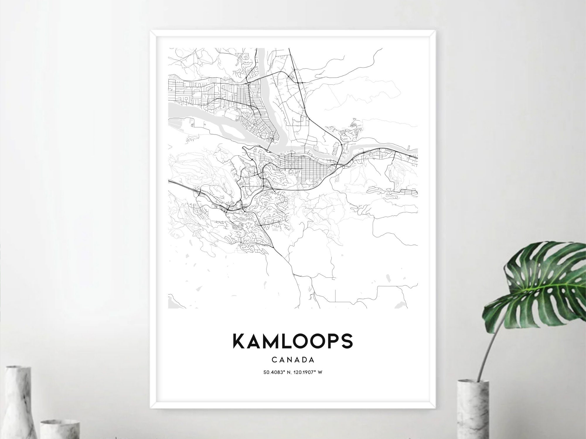 Kamloops Map Print, Kamloops Map Poster Wall Art, Kamloops City Map ...