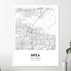 Brea Map Print, Brea Map Poster Wall Art, Ca City Map, California Print ...