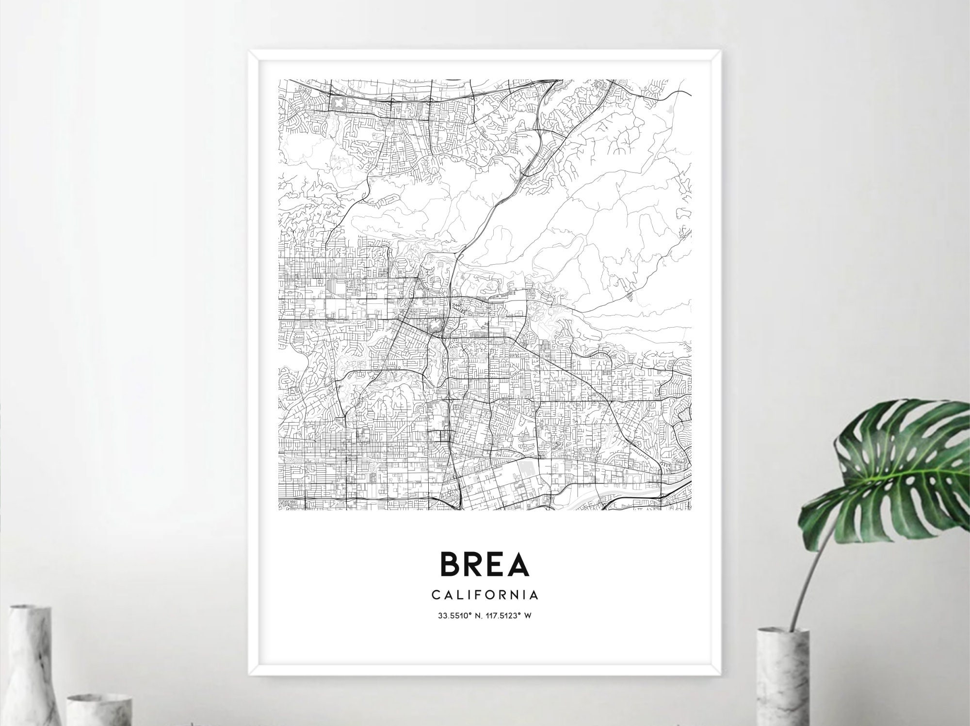 Brea Map Print, Brea Map Poster Wall Art, Ca City Map, California Print ...