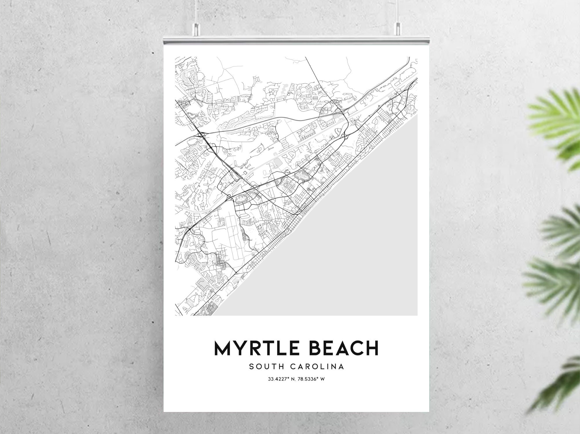 Myrtle Beach Map Print Myrtle Beach Map Poster Wall Art Sc | Etsy