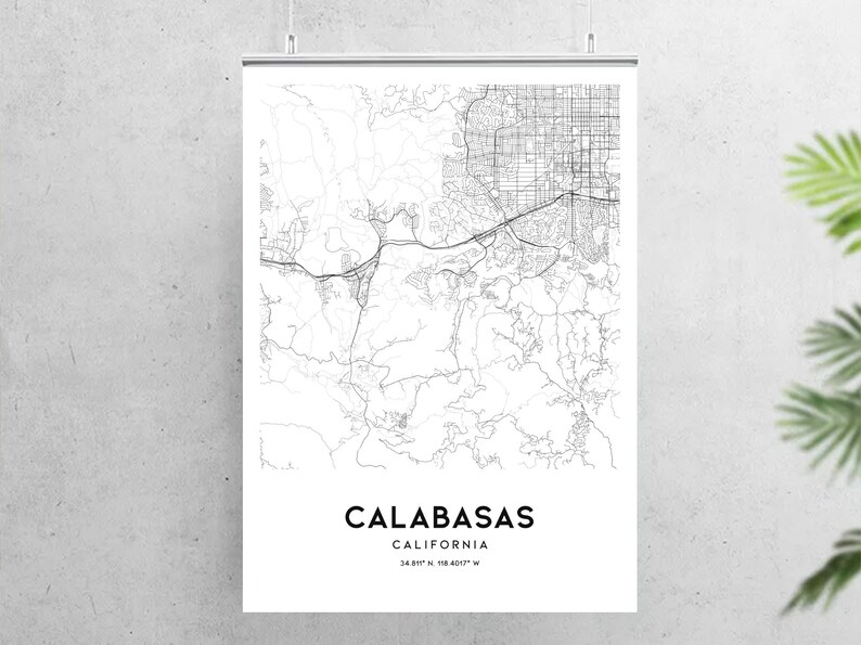 Calabasas Map Print Calabasas Map Poster Wall Art Ca City | Etsy