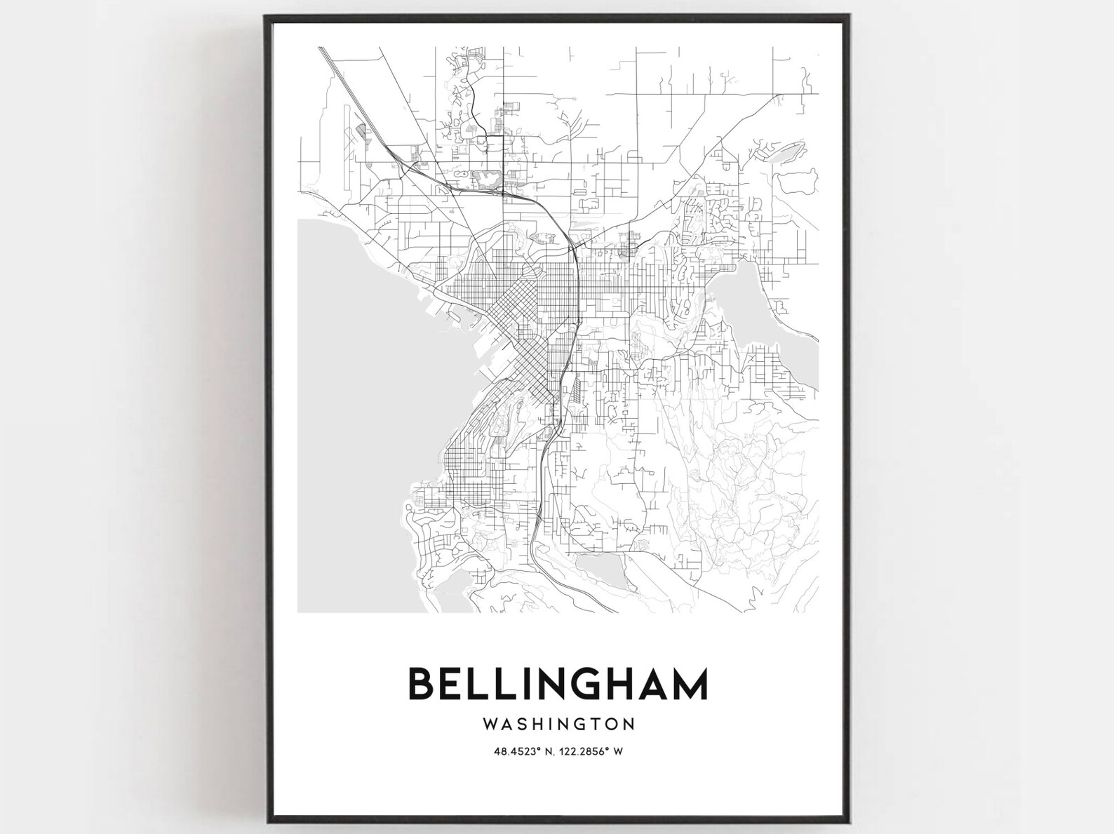 Bellingham Map Print Bellingham Map Poster Wall Art Wa City | Etsy