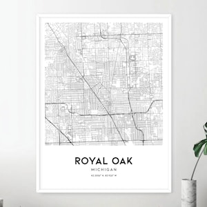 Royal Oak Map Print, Royal Oak Map Poster Wall Art, Mi City Map ...