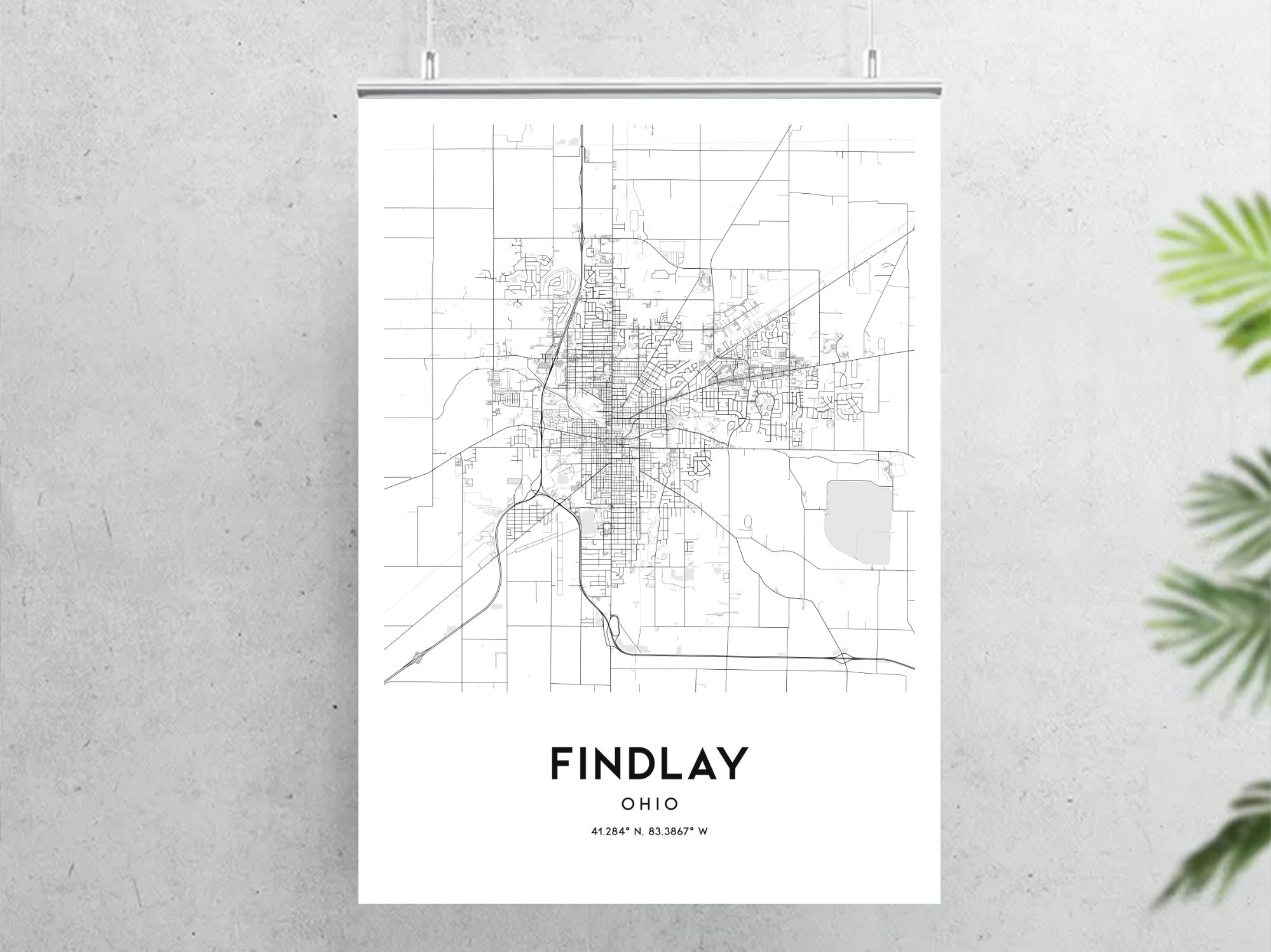 Findlay Map Print Findlay Map Poster Wall Art Oh City Map | Etsy