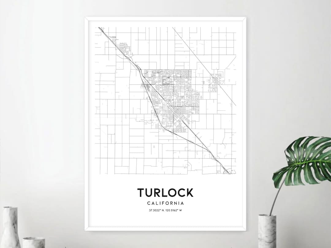 Turlock Map Print Turlock Map Poster Wall Art Ca City Map - Etsy