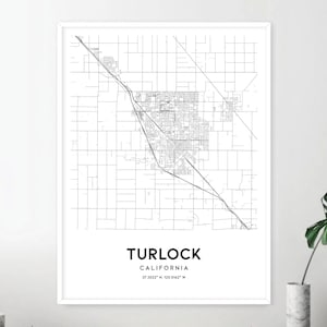 Turlock Map Print Turlock Map Poster Wall Art Ca City Map - Etsy