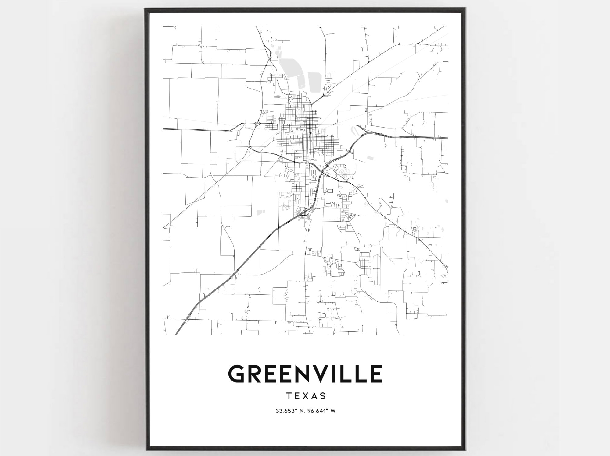 Greenville Map Print Greenville Map Poster Wall Art Tx City | Etsy