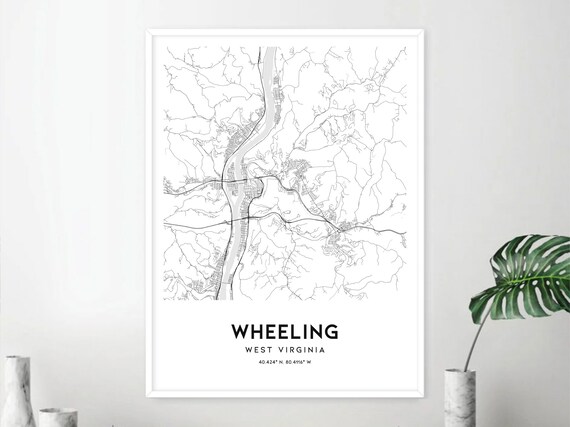 Wheeling Map Print Wheeling Map Poster Wall Art Va City | Etsy