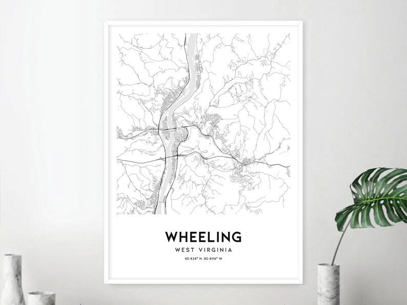 Wheeling Map Print, Wheeling Map Poster Wall Art, Va City Map, West ...