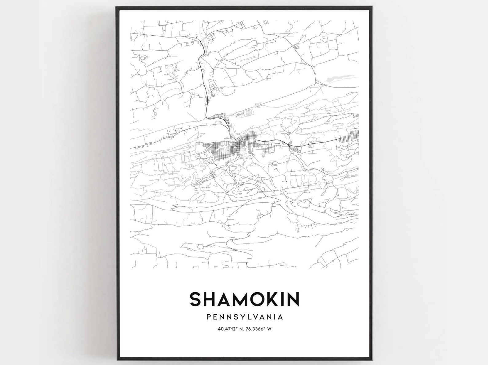 Shamokin Map Print Shamokin Map Poster Wall Art Pa City Map | Etsy