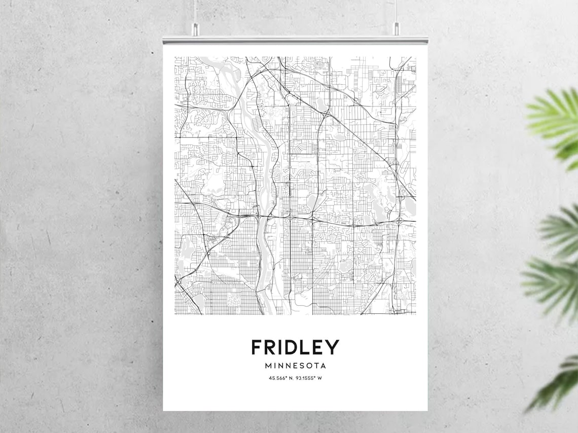 Fridley Map Print Fridley Map Poster Wall Art Mn City Map | Etsy