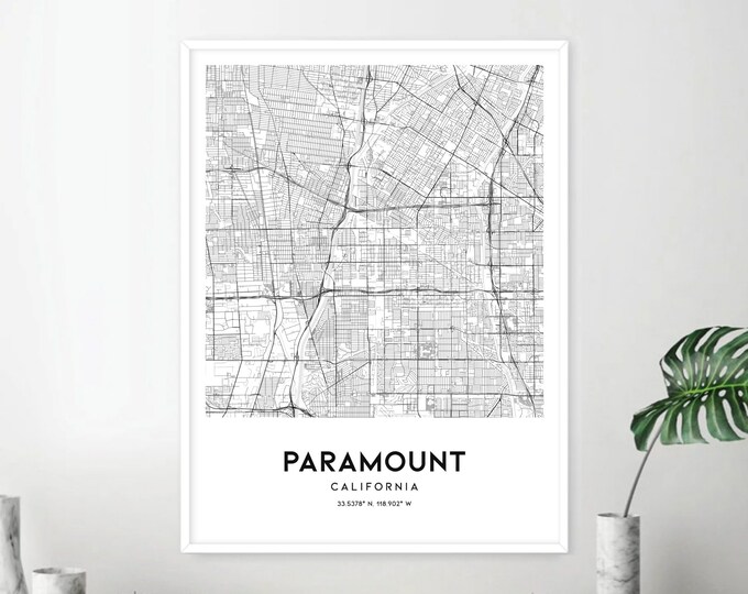 Paramount Map Print, Paramount Map Poster Wall Art, Ca City Map ...