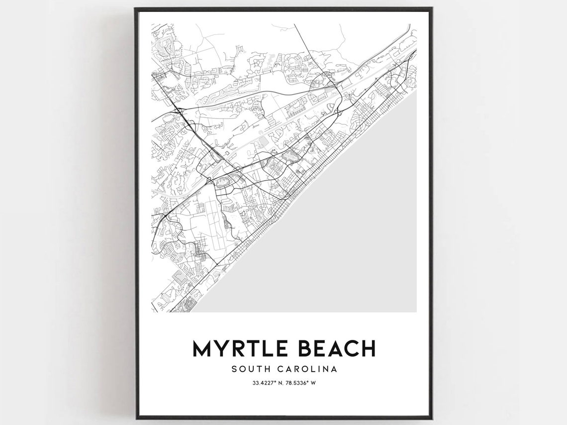 Myrtle Beach Map Print Myrtle Beach Map Poster Wall Art Sc | Etsy
