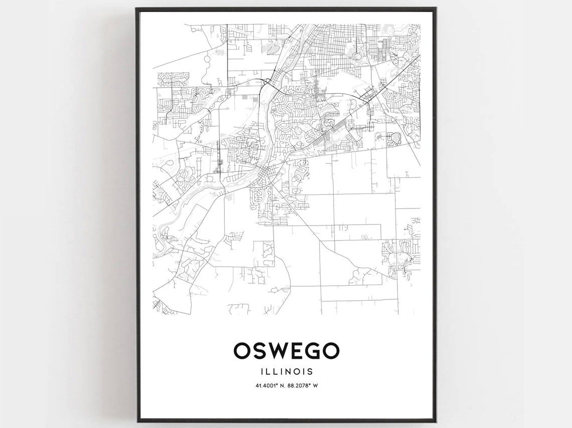 Oswego Map Print Oswego Map Poster Wall Art Il City Map | Etsy