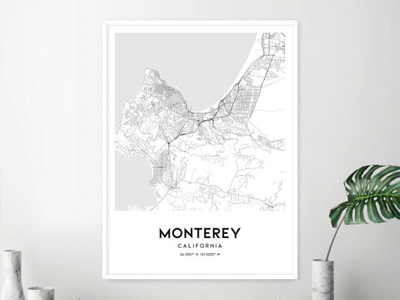 Monterey Map Print Monterey Map Poster Wall Art Ca City Map | Etsy