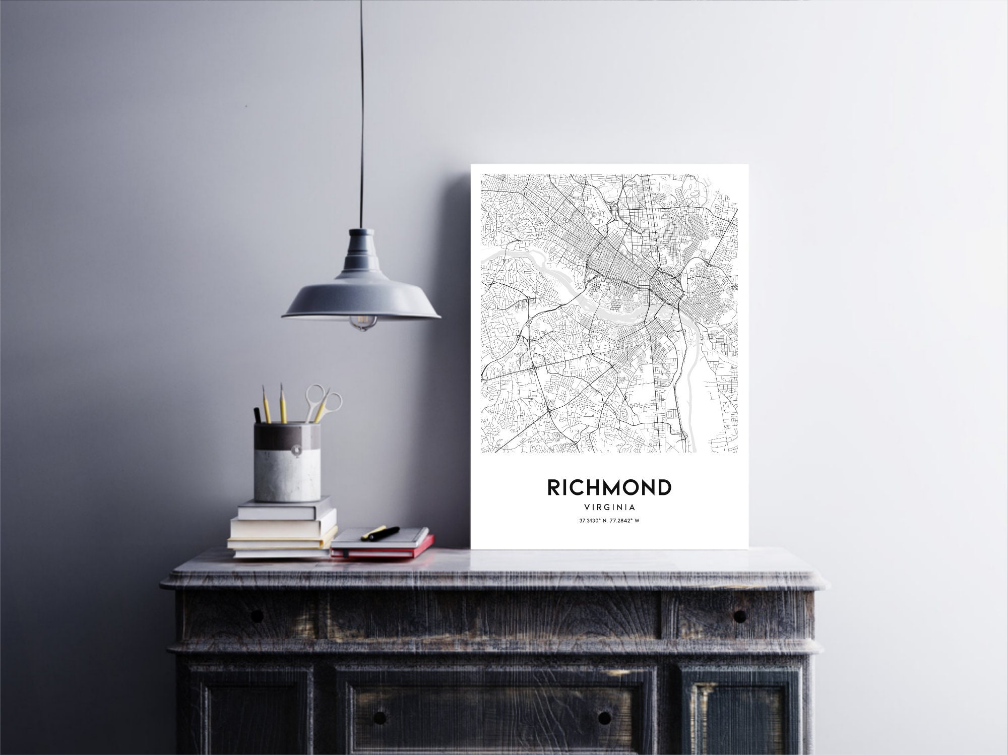 Richmond Map Print Richmond Map Poster Wall Art Va City Map - Etsy